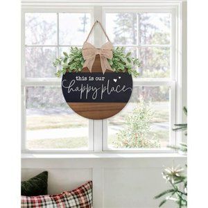 Accents | This Is Our Happy Place Front Door Round Wooden Sign With ...